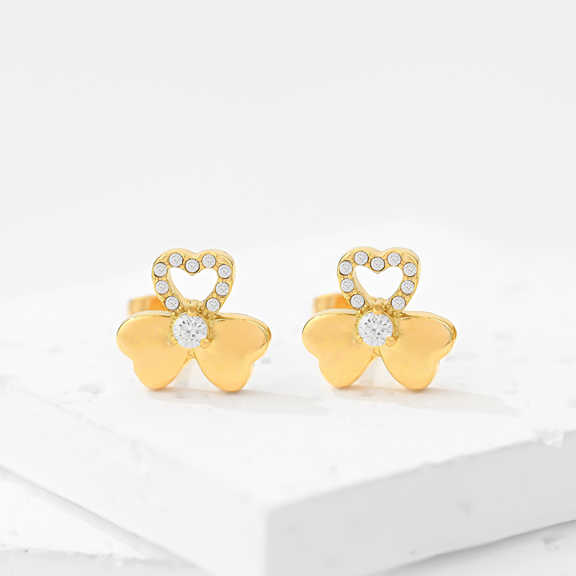 Aretes Acero Trébol Corazón – Belle